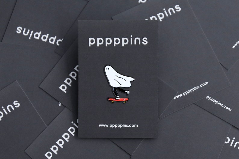 Skateboard Ghost (red) Pin - Etsy