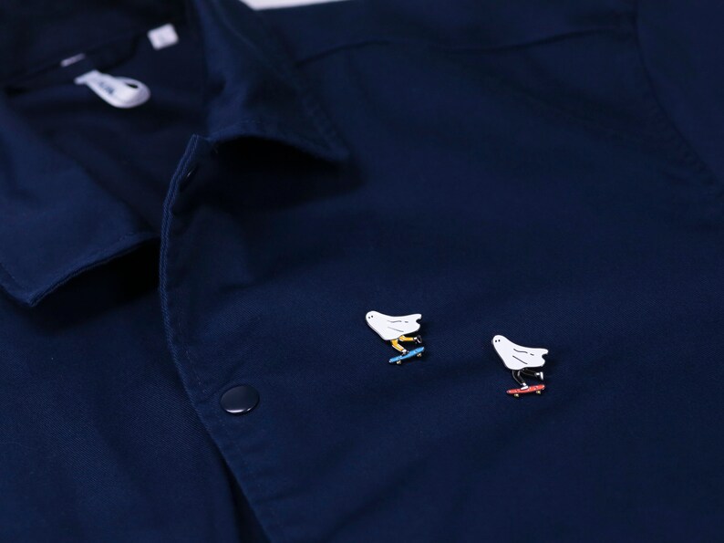 Skateboard Ghost Blue Pin | Etsy