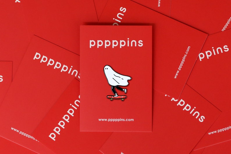 Skateboard Ghost (red) Pin - Etsy