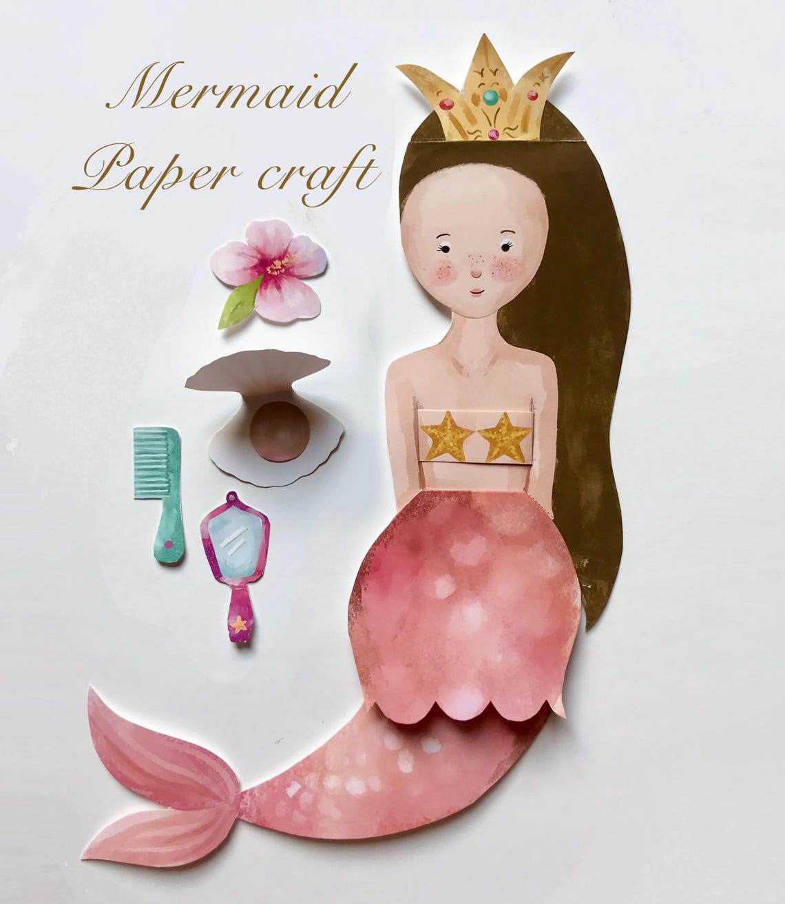 Mermaid Paper Craft, Printable Kids DIY Activities, Handmade Doll Toy ...