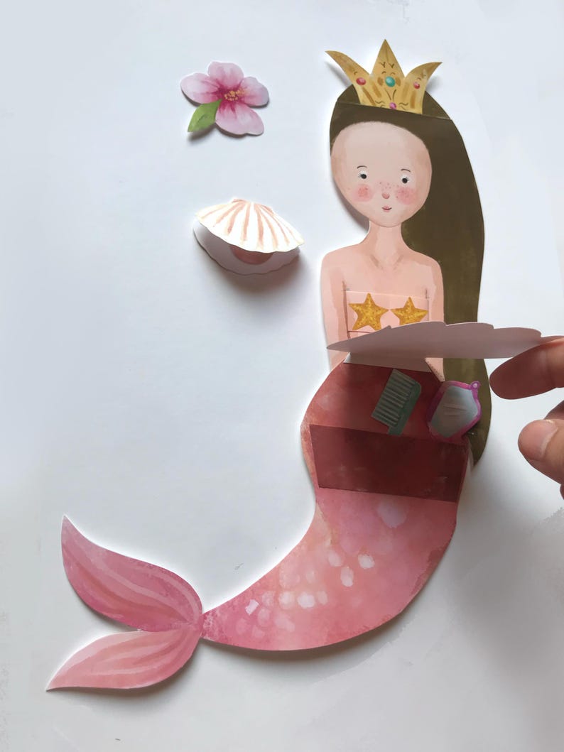Mermaid Paper Craft, Printable Kids DIY Activities, Handmade Doll Toy ...