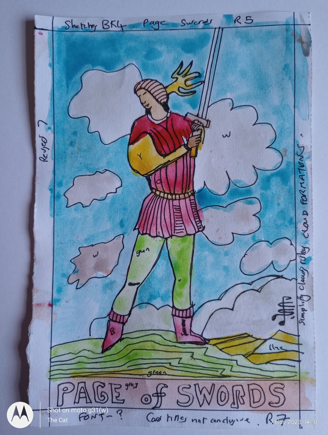 PAGE OF SWORDS Original Tarot Card Art Painting, Signed Artist ...
