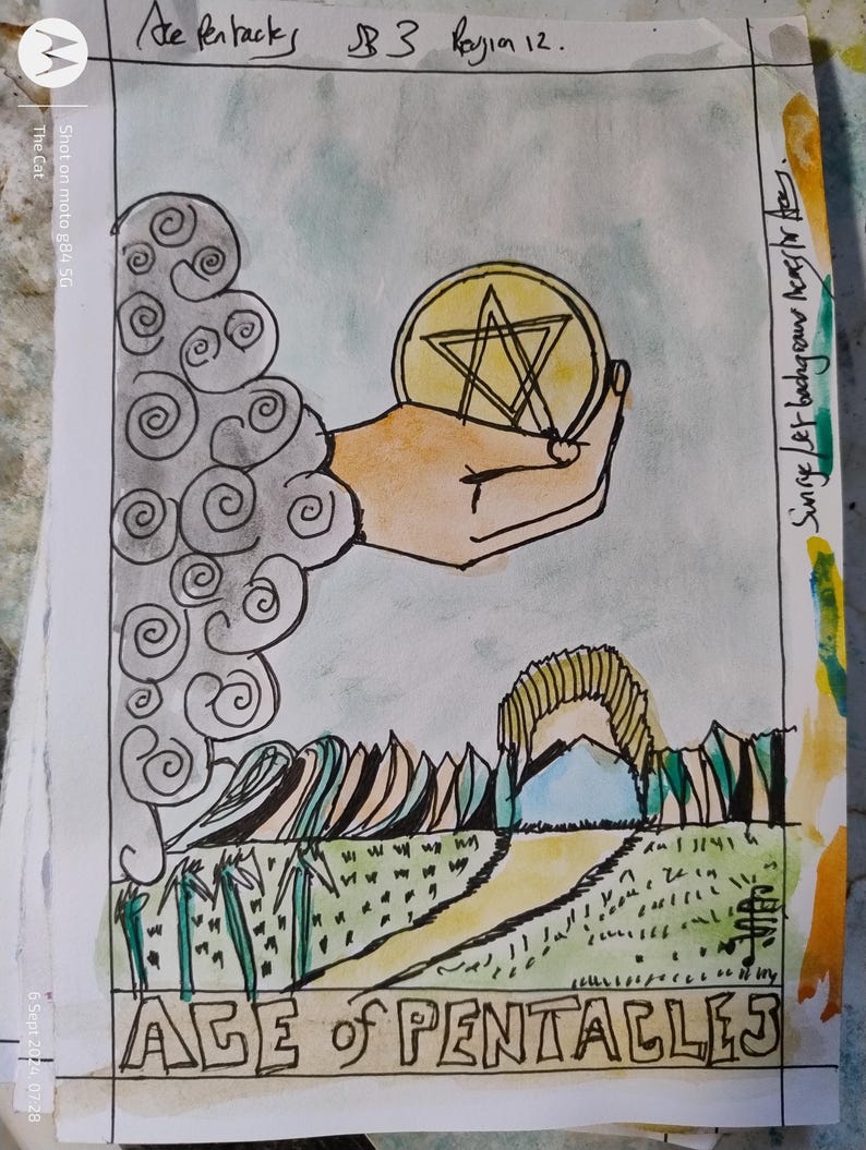 ACE OF PENTACLES, Original Tarot Card Art Painting, Signed Artist ...