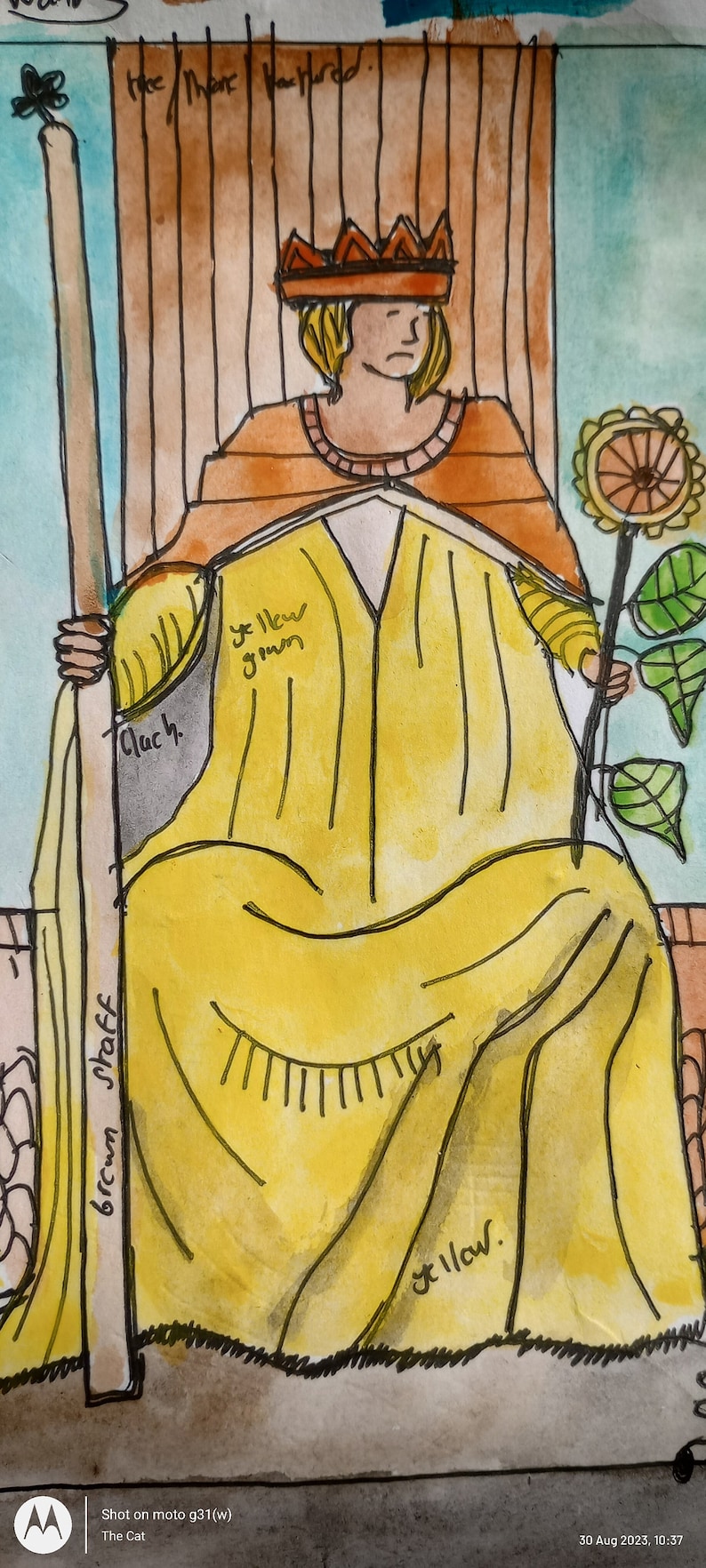 QUEEN OF WANDS, Original Tarot Card Art Painting, Signed Artist ...