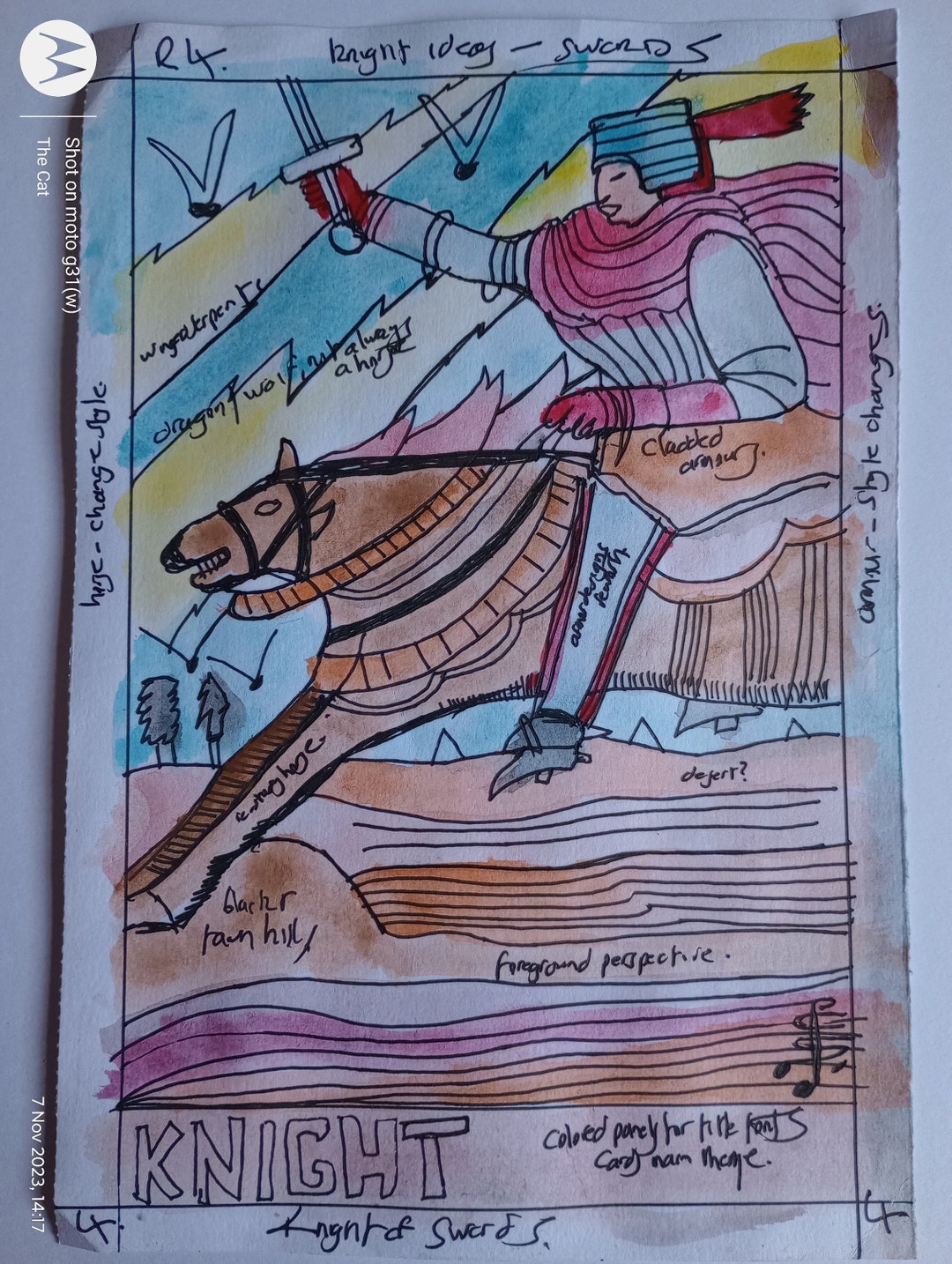 KNIGHT OF SWORDS Original Tarot Card Art Painting, Signed Artist ...