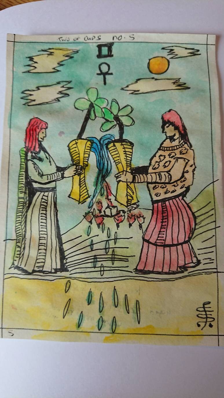 watercolour STRENGTH pen and ink original tarot card art painting ...