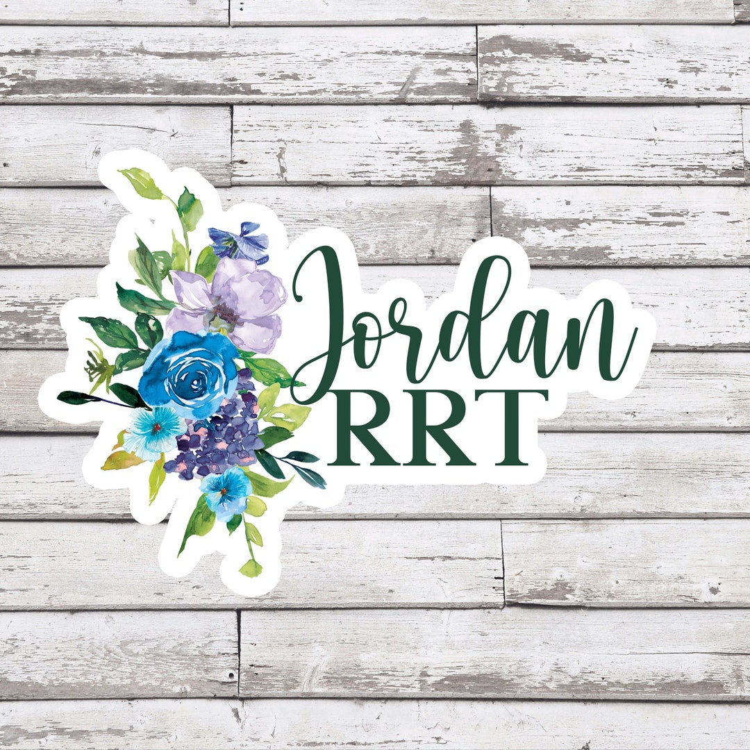 Personalized Respiratory Therapy Sticker, Customized Purple Floral ...