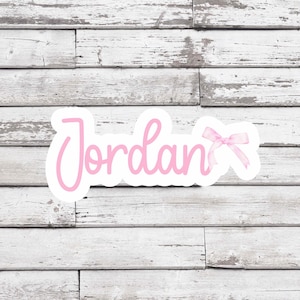Personalized Coquette Bow Sticker, Girly Custom Name Sticker, Coquette ...