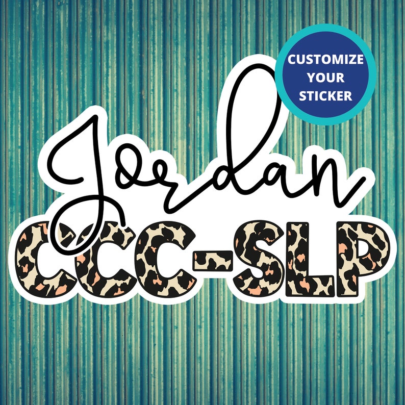 Personalized CCC SLP Sticker: Leopard Print Speech Language Pathologist ...