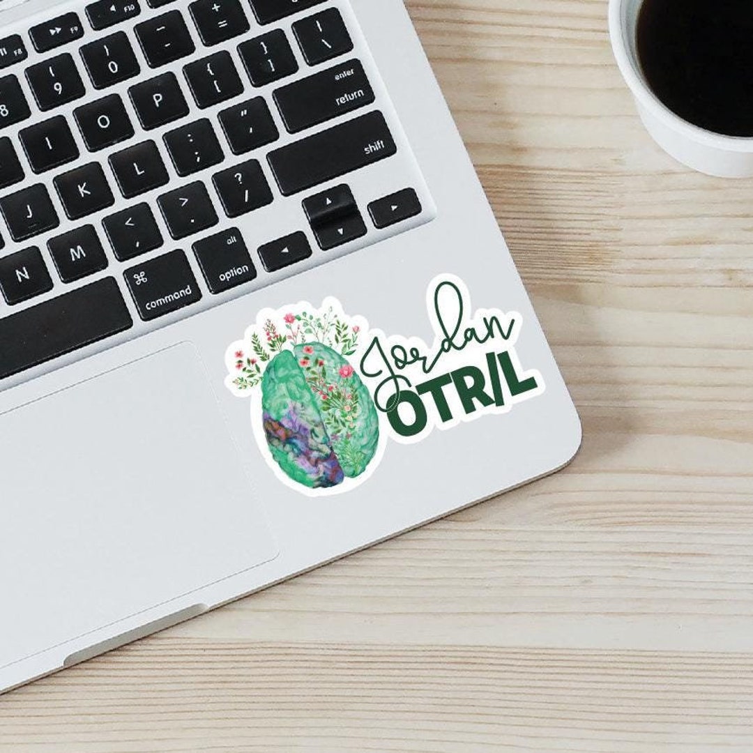 Personalized OT Sticker, Floral Brain, Occupational Therapy Sticker ...