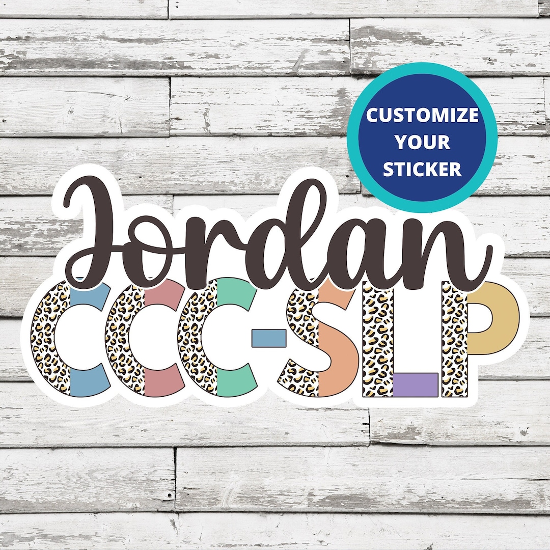 Personalized CCC SLP Sticker | Customized Leopard Print Laptop Sticker ...