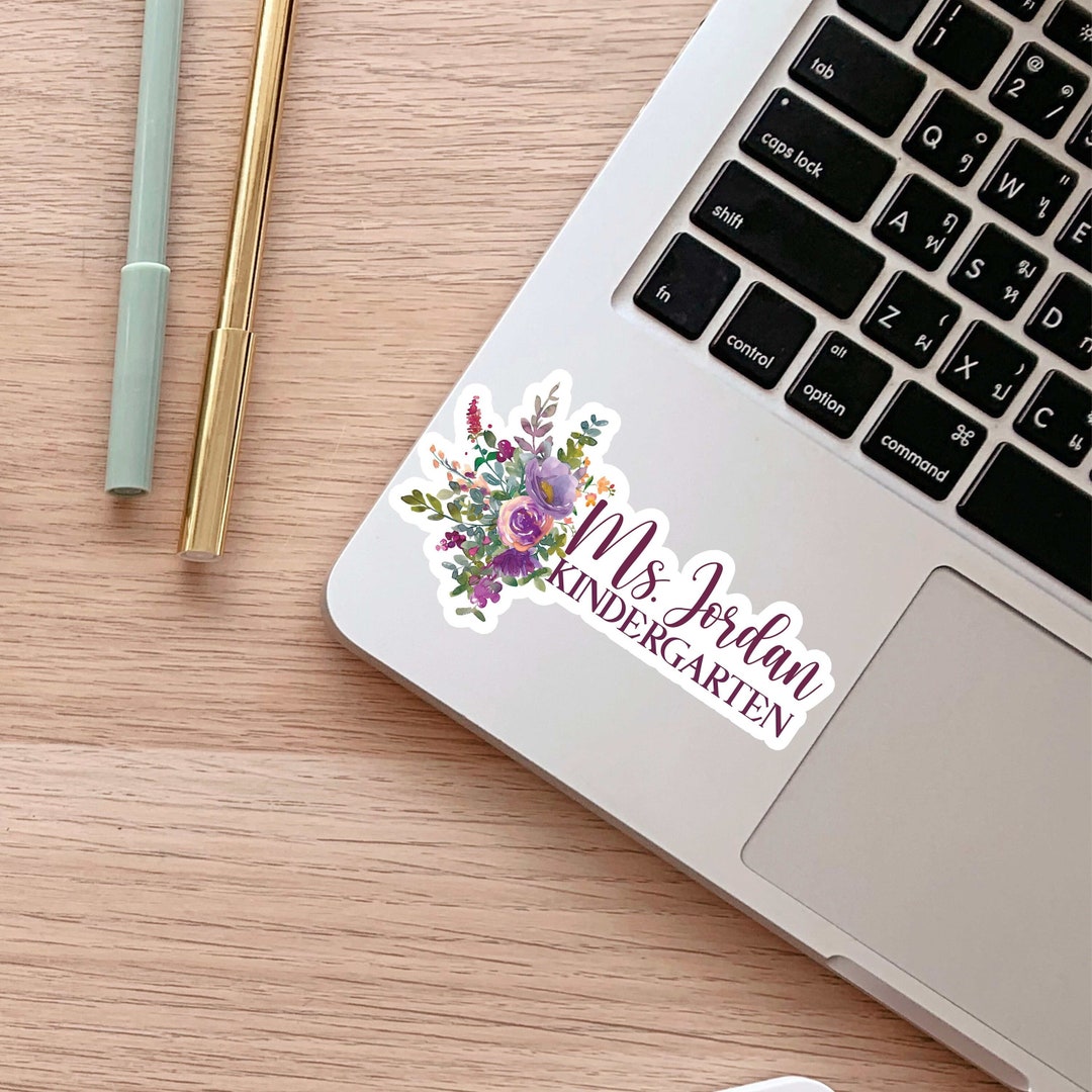 Personalized Teacher Laptop Sticker, Custom Name Sticker, Gift for ...
