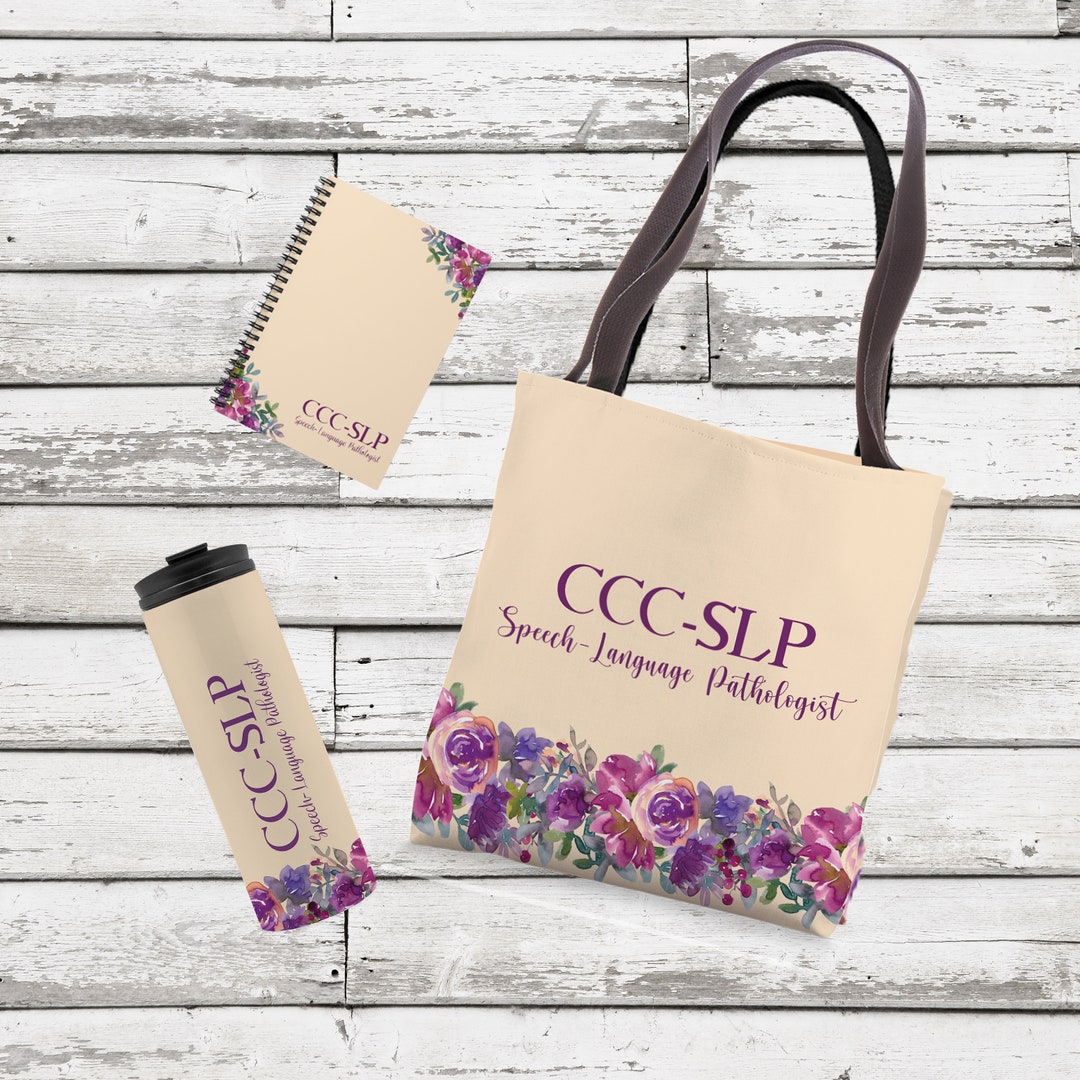 Speech Therapy Gift Set | CCC SLP Floral Art | Travel Tumbler | Tote ...