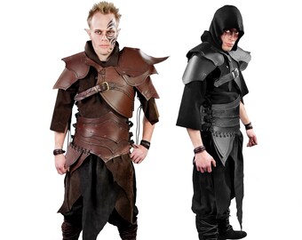 Costume Leather Set Larp Ranger, Pauldrons Gorget Bandolier Bracers ...