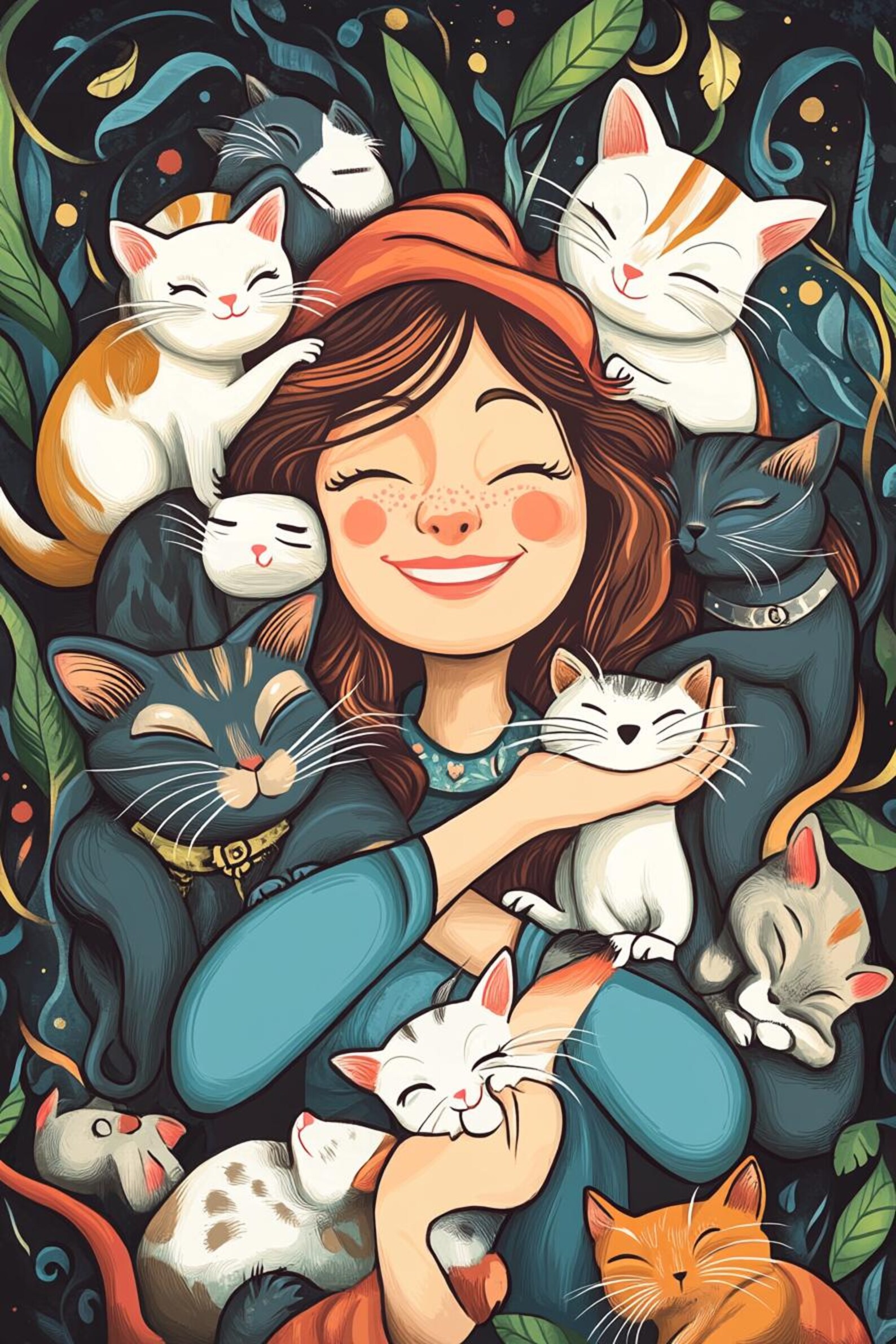 5 X 7 Happy Cat Lady. Adorable Cat Images to Use With Creating Greeting ...