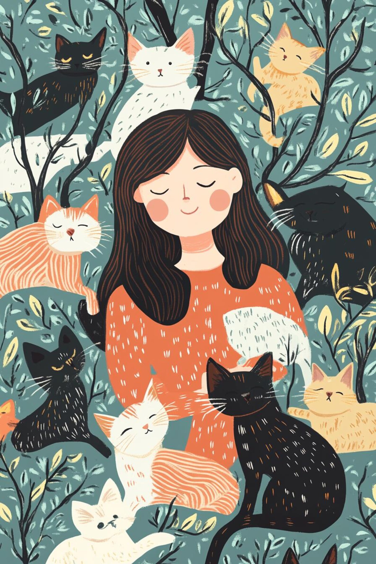 5 X 7 Happy Cat Lady. Adorable Cat Images to Use With Creating Greeting ...