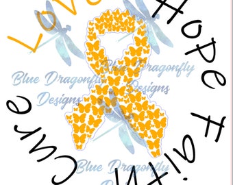 Awareness Ribbon With Butterflies SVG - Etsy