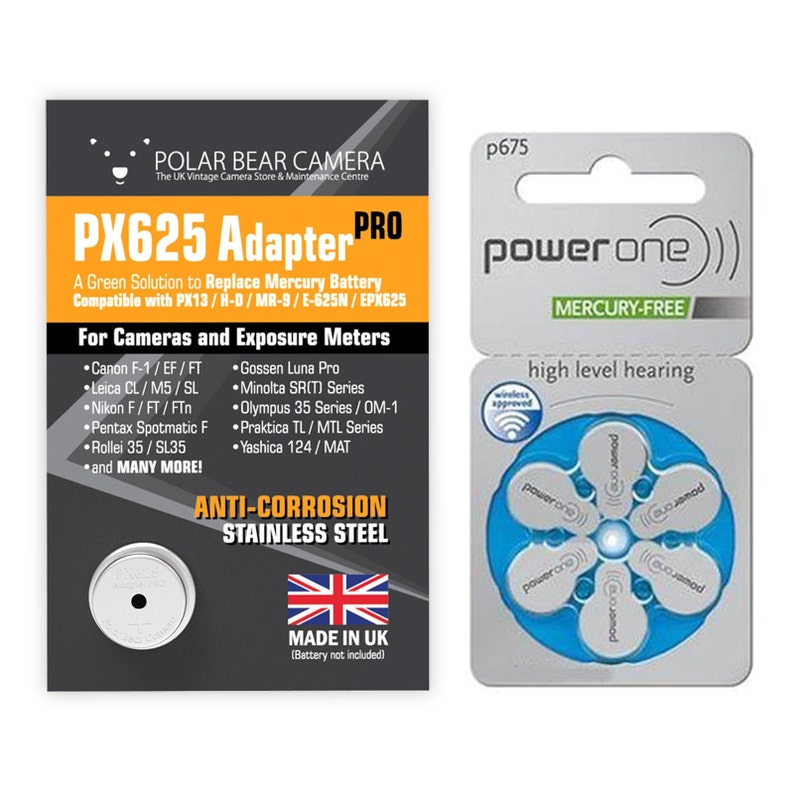 1.35V MR-9 PX625 Battery Adapter PRO Battery for Film Camera made in UK ...