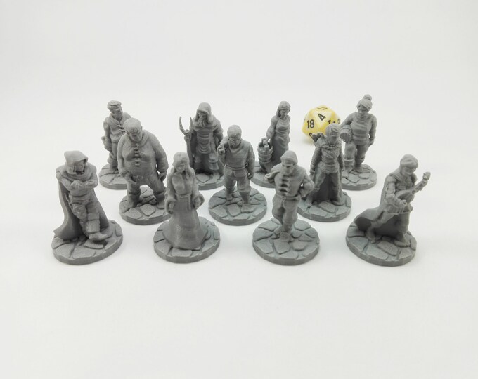 Villagers Npcs | Set 11x | 28mm Dungeons and Dragons Miniatures - Etsy