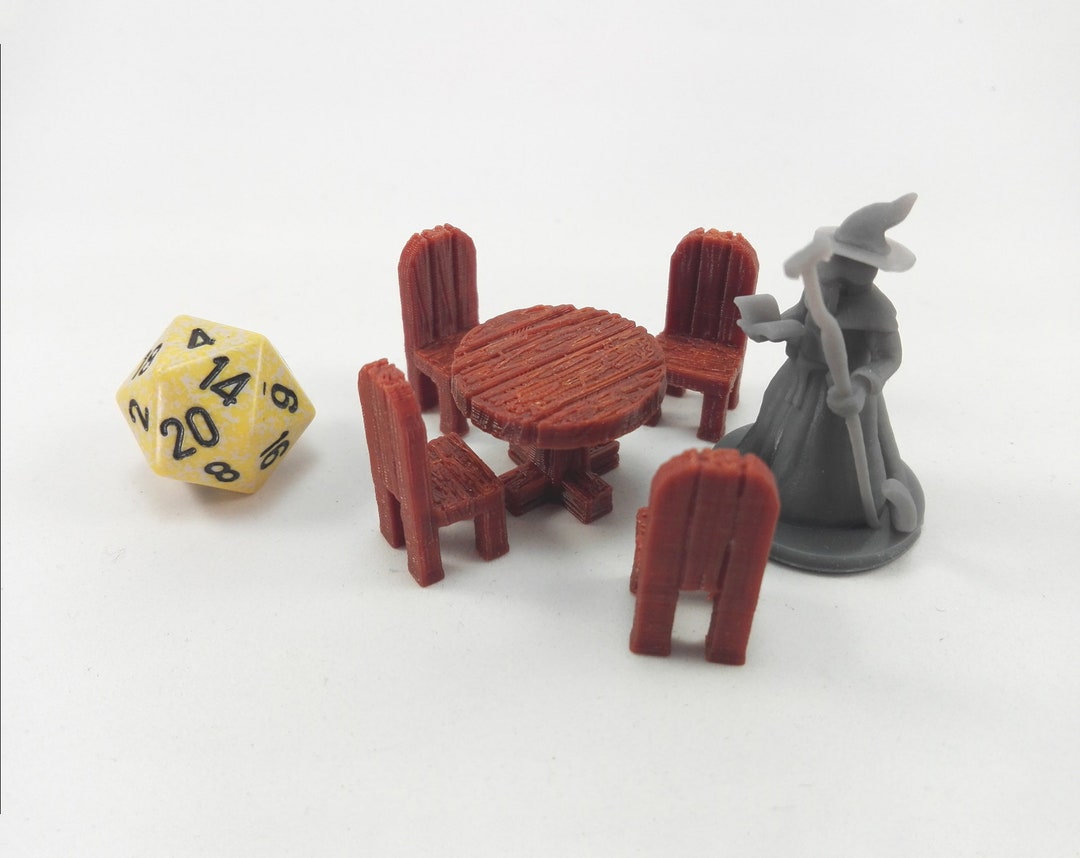 Round Table and Chairs 28mm Dungeons and Dragons Terrain Dnd Terrain ...