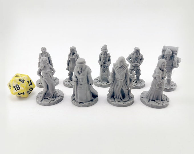 Townsfolk Npcs | Set 9x | 28mm Dungeons and Dragons Miniatures - Etsy