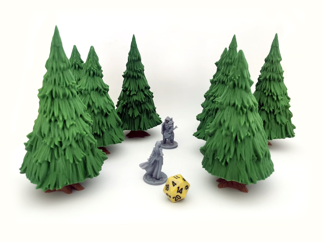Pine Trees - Terrain for D&D, Warhammer 40k | 8x Set | 28mm Scale ...