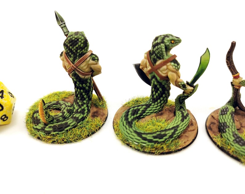 Snake Warriors Set 3x Painted 28mm Dungeons and Dragons | Etsy