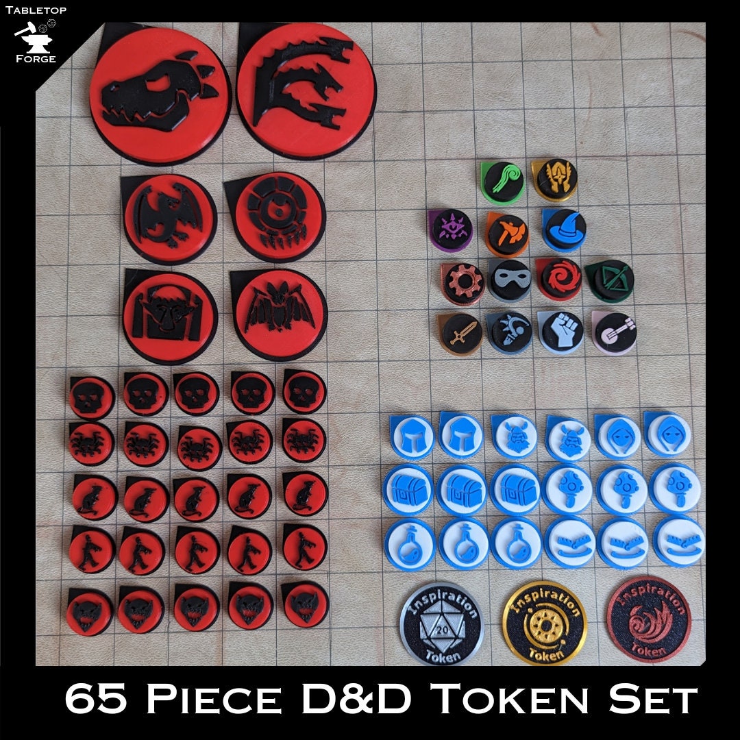 D&D 65 Piece Token Set, Player Tokens, Npc Tokens, Monster Tokens, Dnd ...