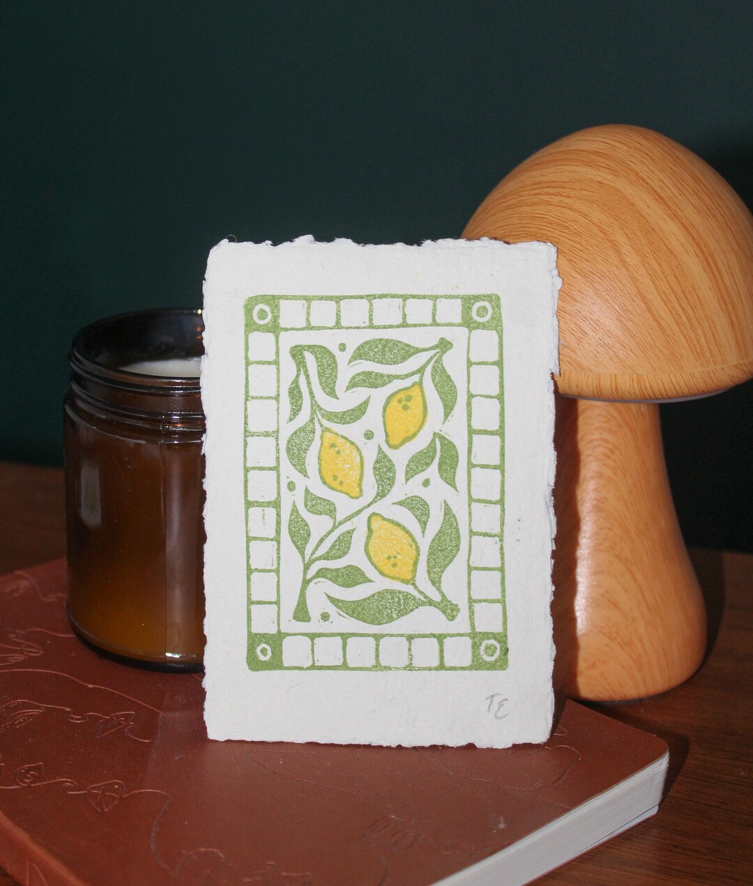 Lemon Pattern - Small Linocut Print Art - Etsy