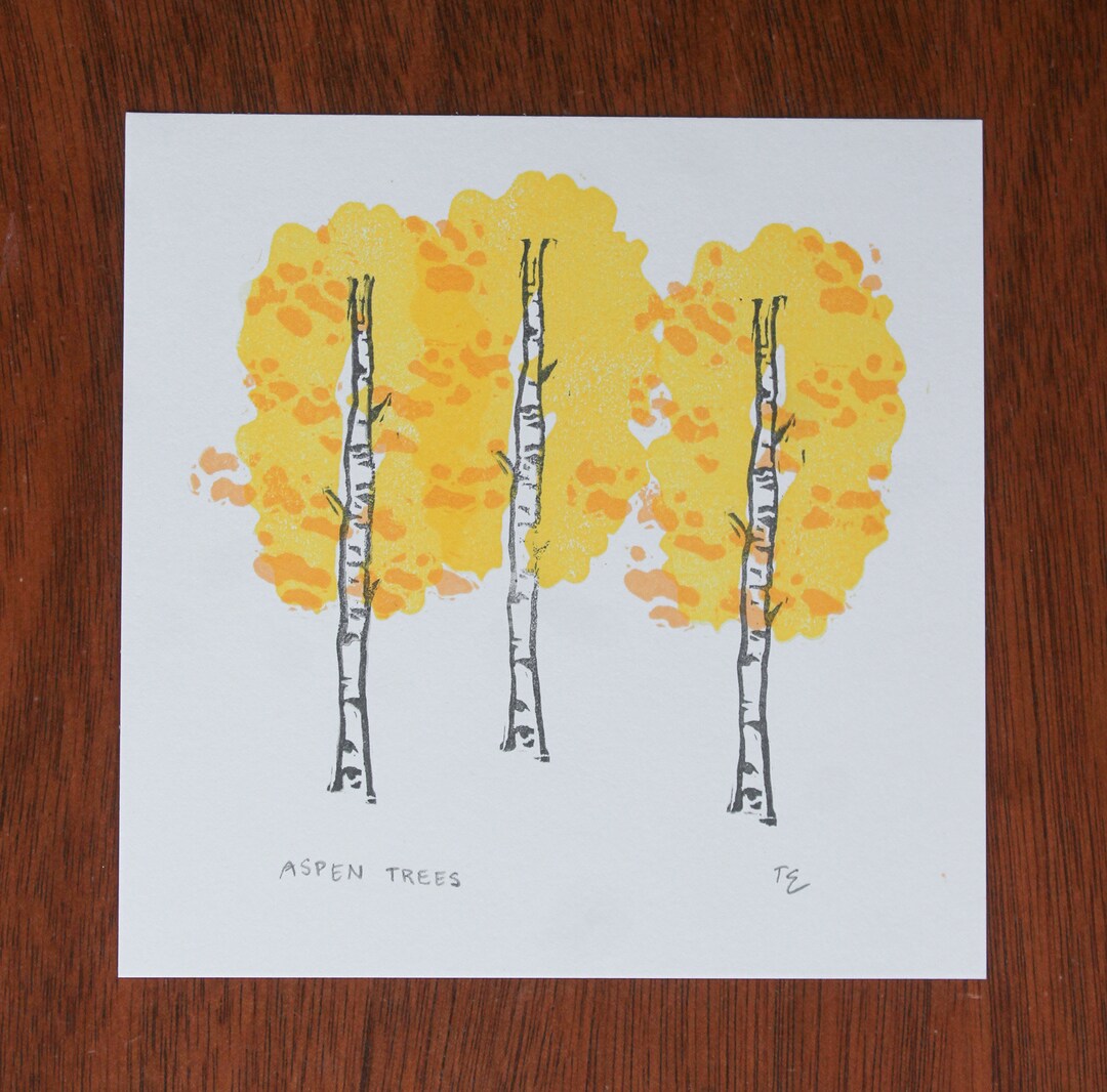 Aspen Trees - Small Linocut Print Art - Etsy