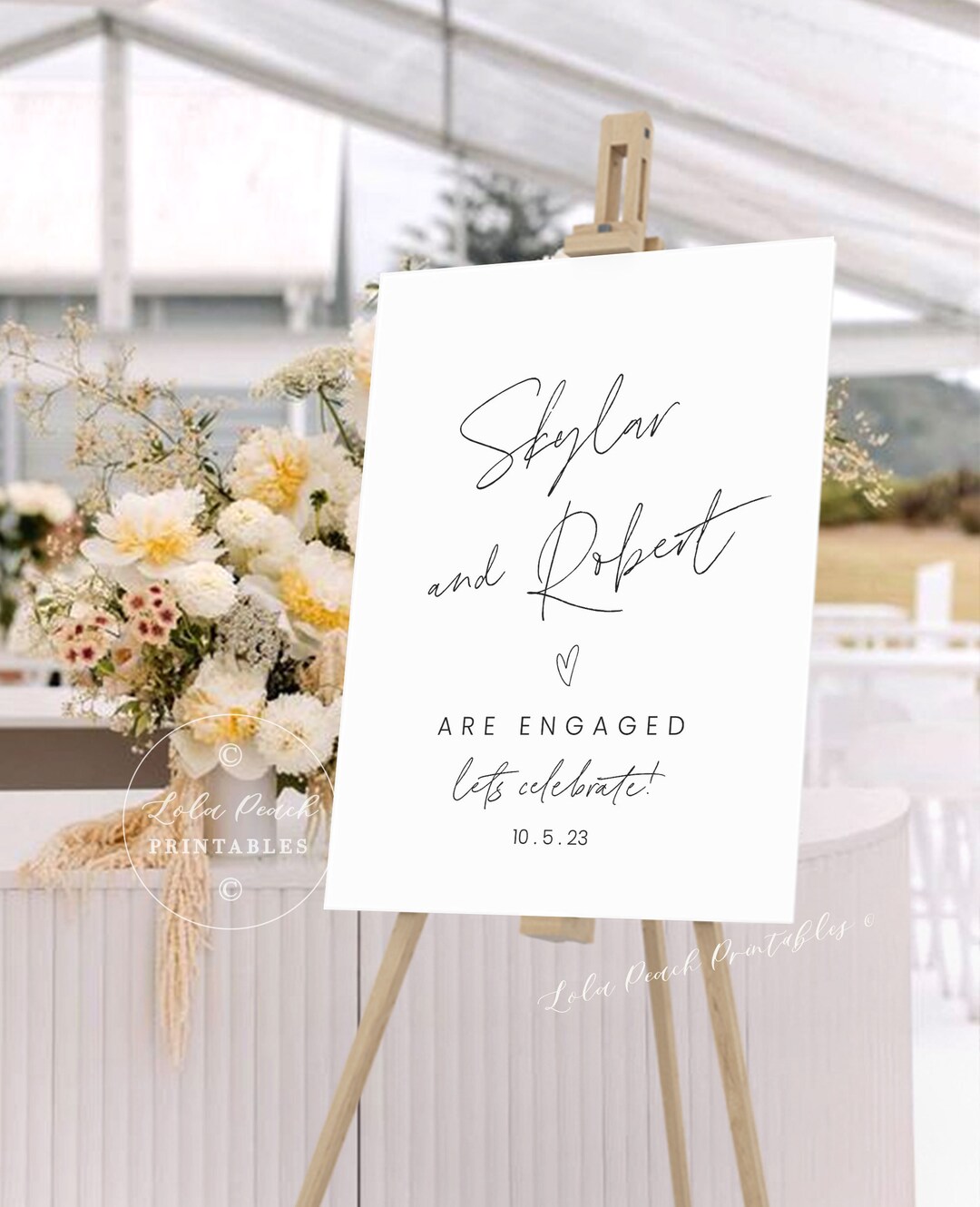 Engagement Party Sign, Calligraphy Wedding Engagement Sign, Printable ...