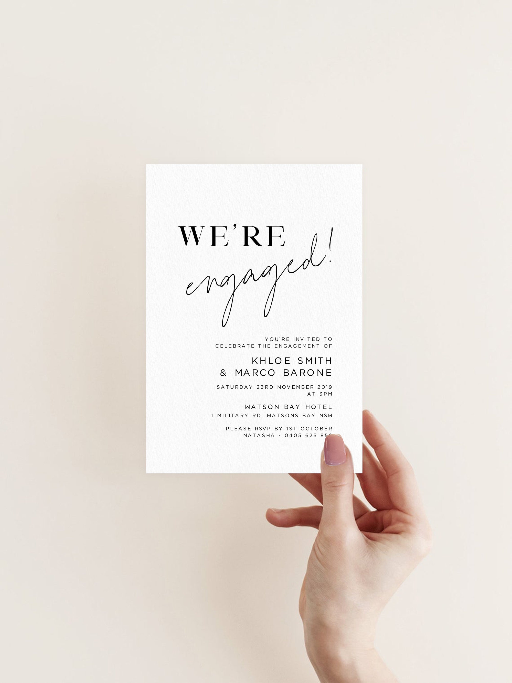 Modern Digital file Pdf Editable Engagement Minimalist We're Engaged ...