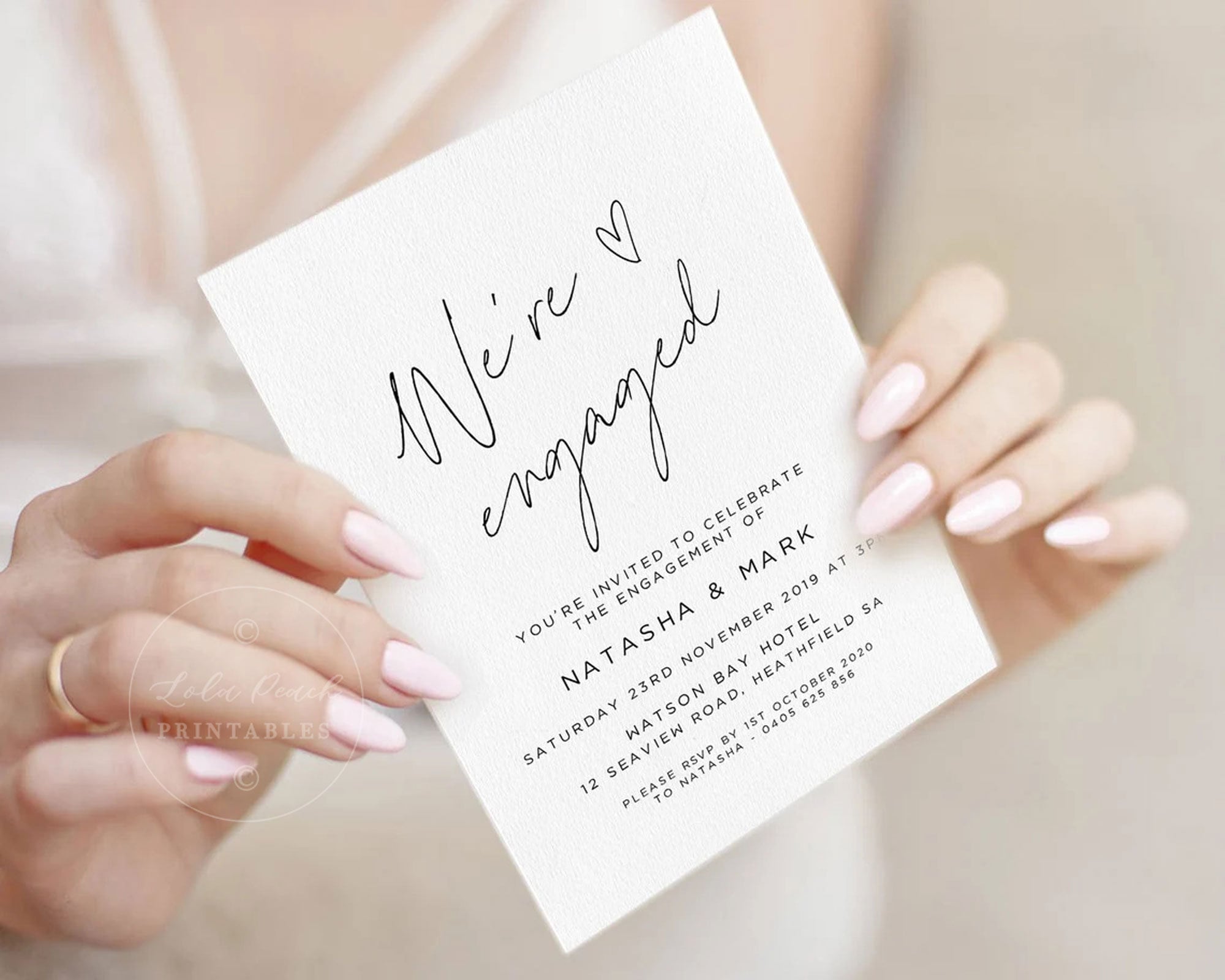 Modern Digital file Pdf Editable Engagement Minimalist We're Engaged ...