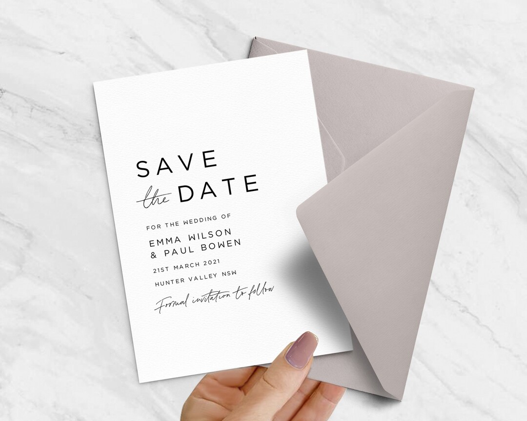 Save the Date Card, Simple, Minimalist Save the Date, Modern Save the ...