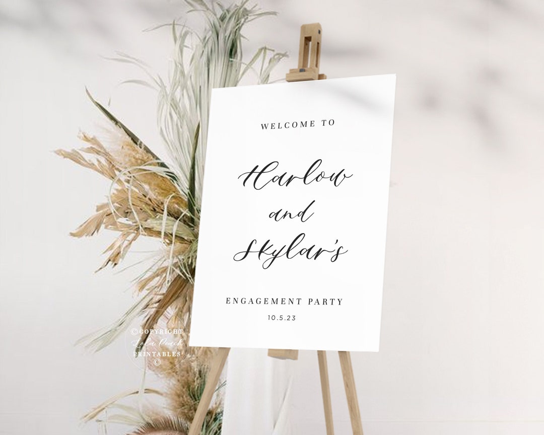 Harlow We're Engaged Sign, Engagement Party Sign, Calligraphy Wedding ...