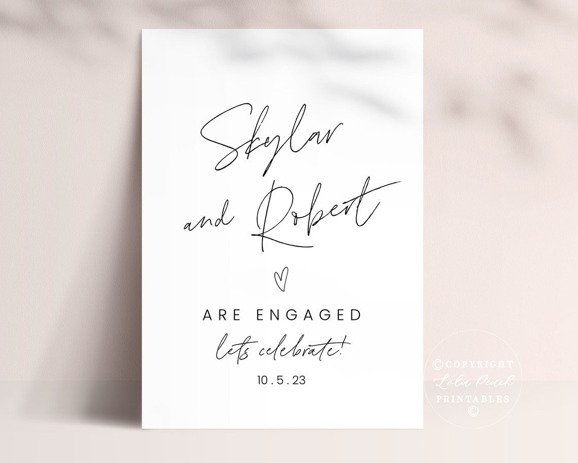 Engagement Party Sign, Calligraphy Wedding Engagement Sign, Printable ...