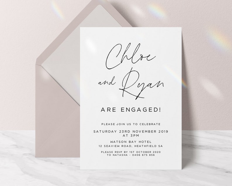 Engagement Invite Printable, DIY Engagement Invitation, We're Engaged ...