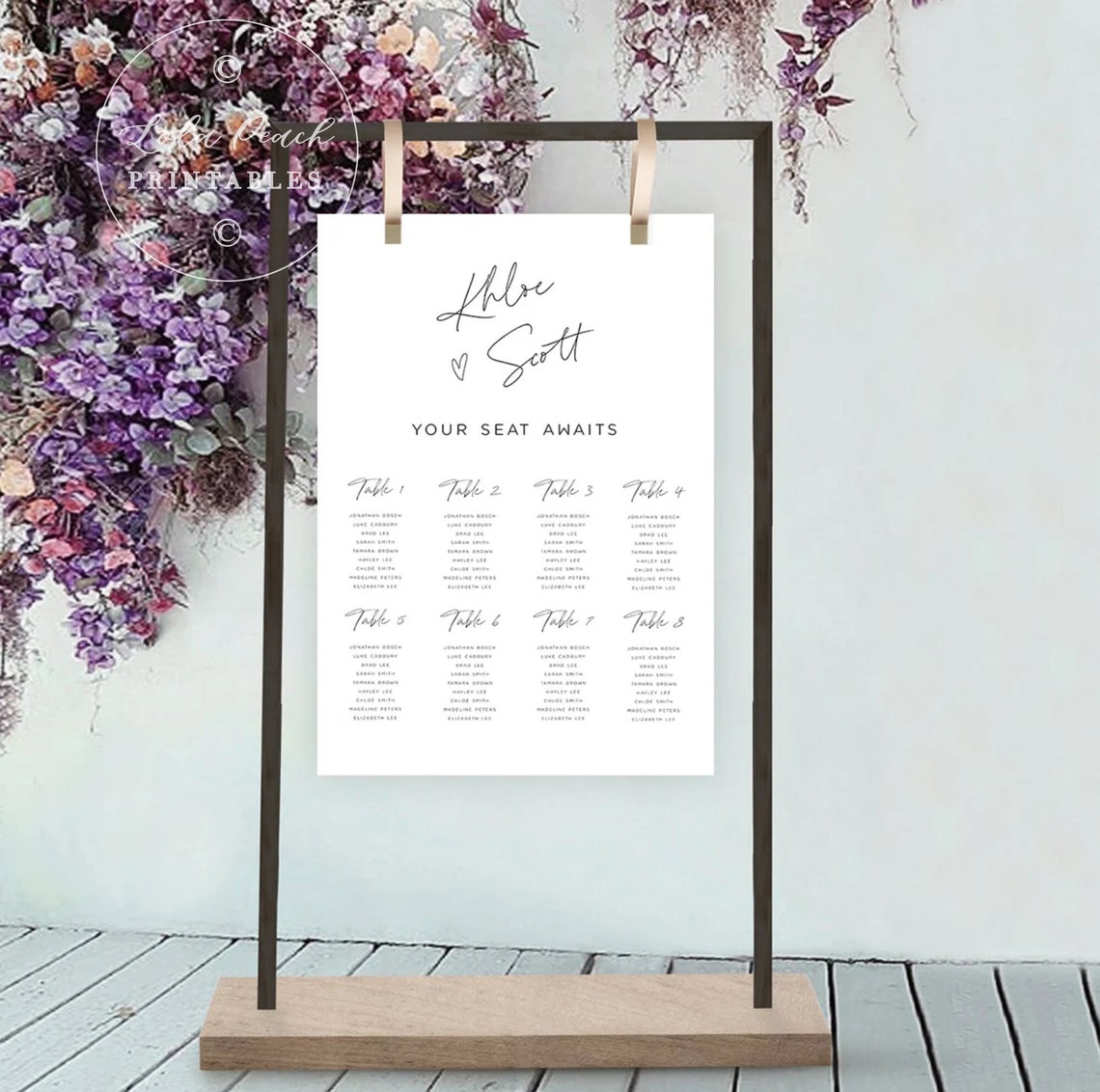 Wedding Seating Chart Sign Print Yourself Printable Digital | Etsy
