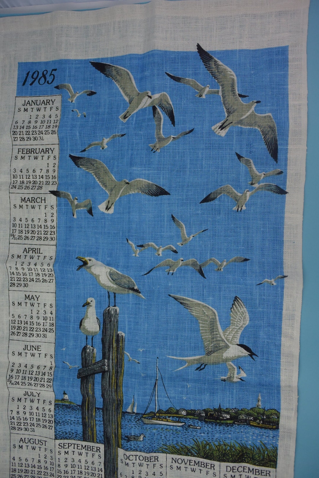 1985 Kay Dee Linen Calendar Tea Towel, Vintage Kay Dee Designs Tea ...