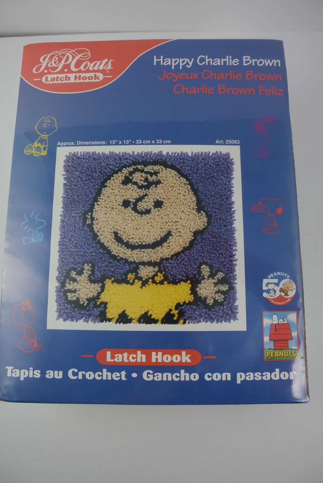 Vintage J & P Coats Peanuts Charlie Brown Latch Hook Kit, Peanuts 50th ...