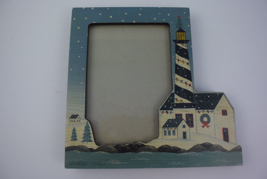 Vntage Warren Kimble Photo Frame, Warren Kimble Christmas Lighthouse ...