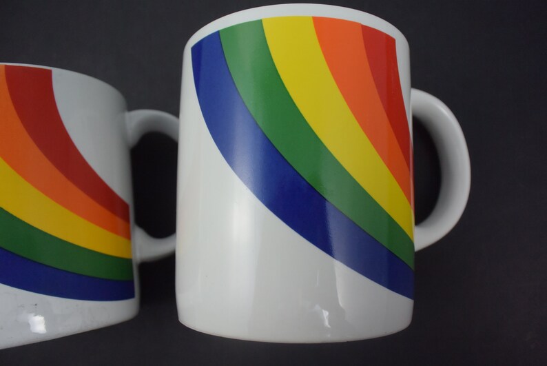 2 Vintage FTD Rainbow Mugs, Pair of 1980s Rainbow Coffee Cups, Pride ...