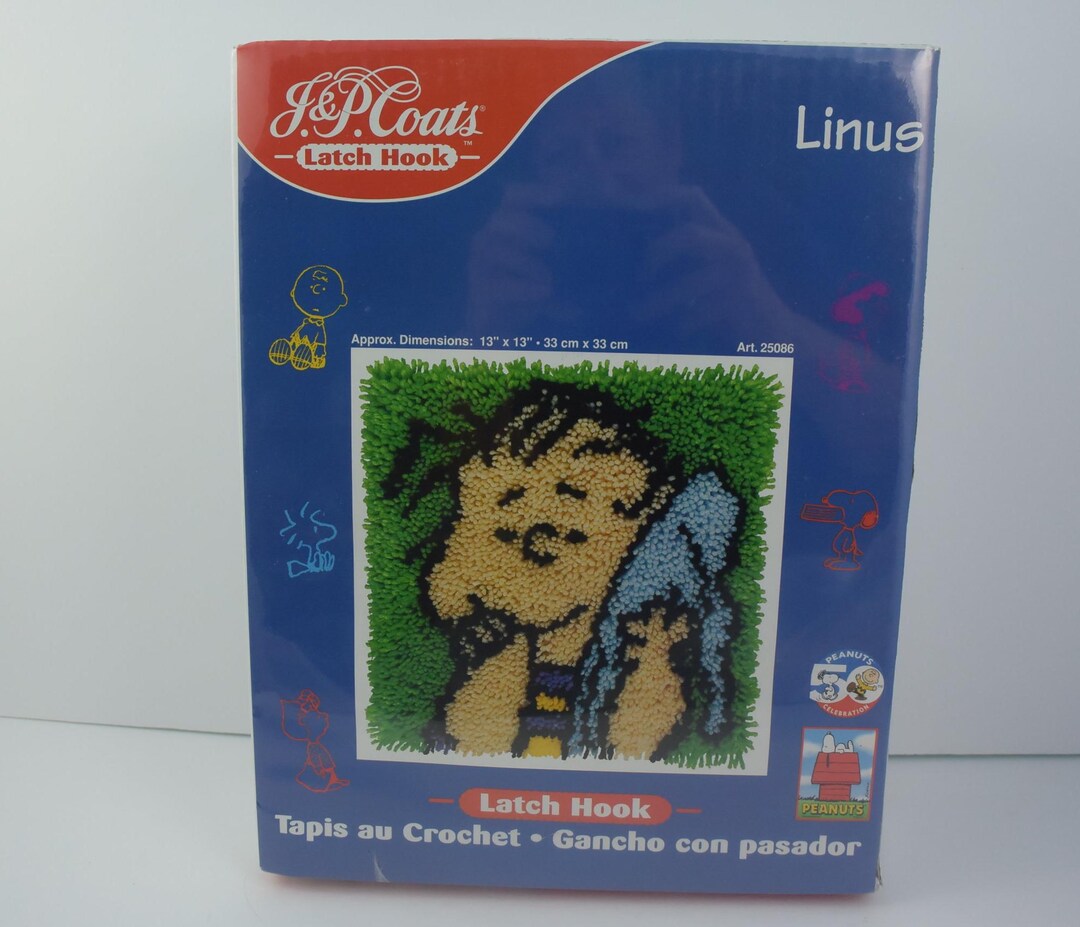 Vintage J&P Coats Peanuts LINUS Latch Hook Kit, Peanuts 50th ...