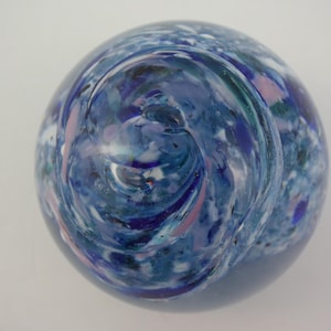 Hand Blown Art Glass Paperweight, Signed CB Nelson, Blue Pink Swirl ...