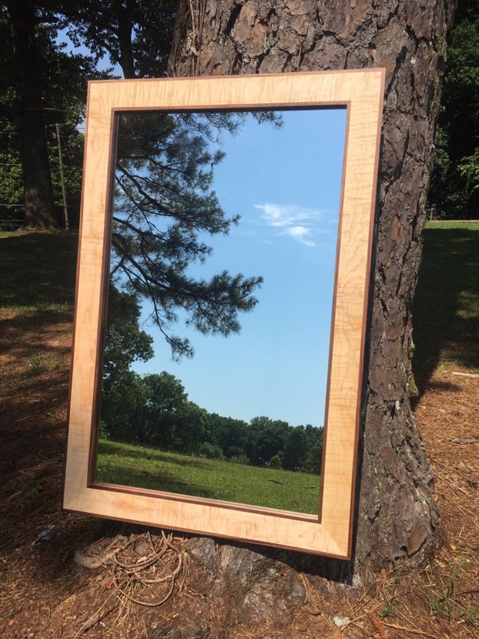 Wood Mirror, Tiger Maple and Walnut - Etsy