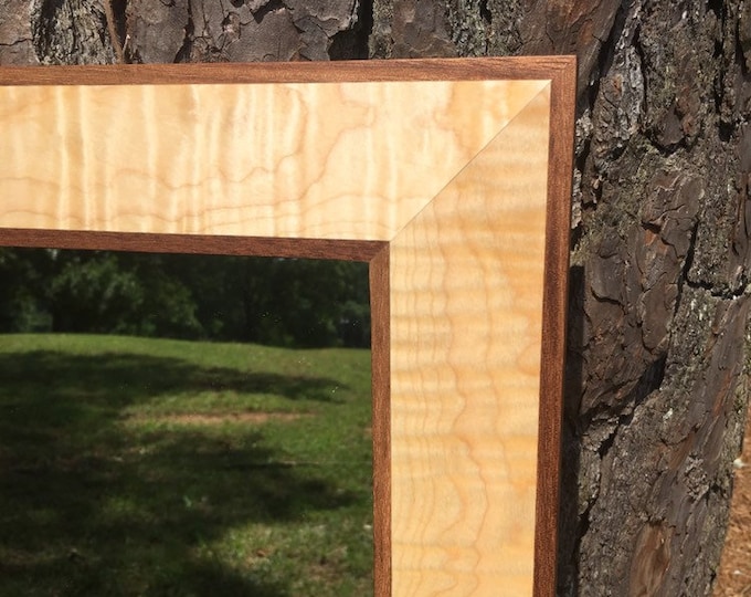 Wood Mirror, Tiger Maple and Walnut - Etsy