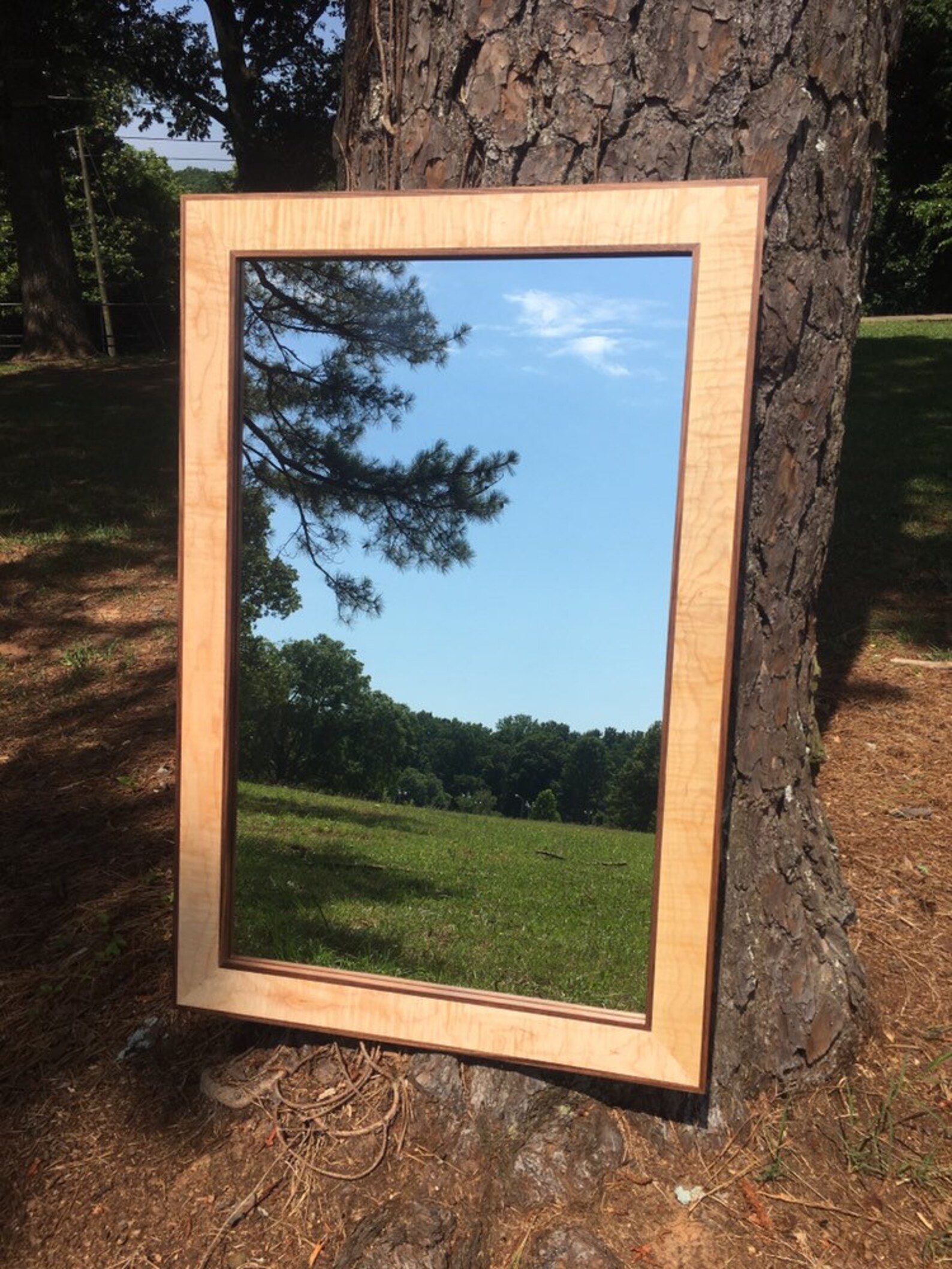 Wood Mirror, Tiger Maple and Walnut - Etsy