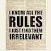 I Know All the Rules - Dictionary Art/ Wall Art / Art Print - Etsy