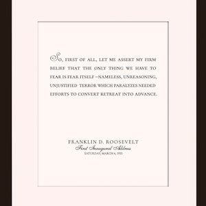 Franklin D. Roosevelt's First Inaugural Address - Literary Poster ...