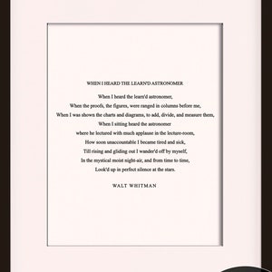 When I Heard the Learn'd Astronomer, Quote - Walt Whitman, Literary ...